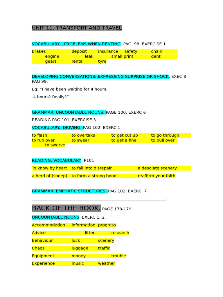 Unit 11 Transport and Travel | PDF