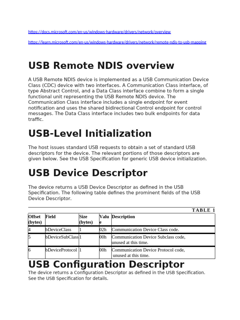 USB Remote NDIS Device Overview | PDF | Usb | Interface (Computing)