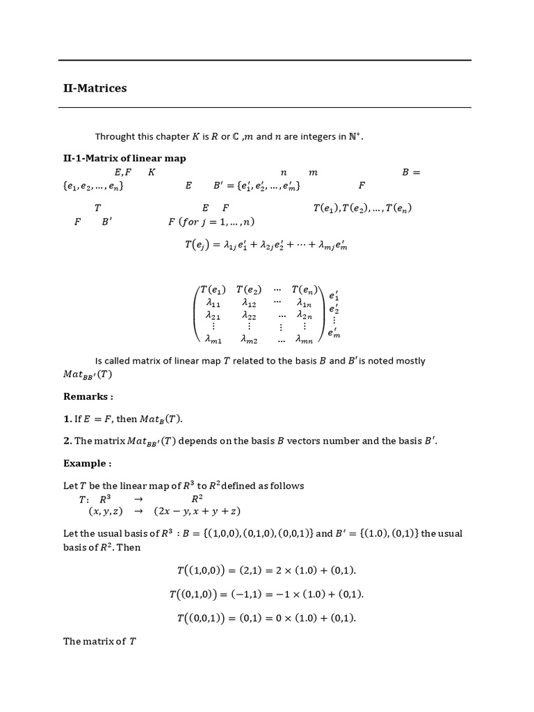 Matrice and Linear Systems | PDF | Matrix (Mathematics) | Basis (Linear Algebra)