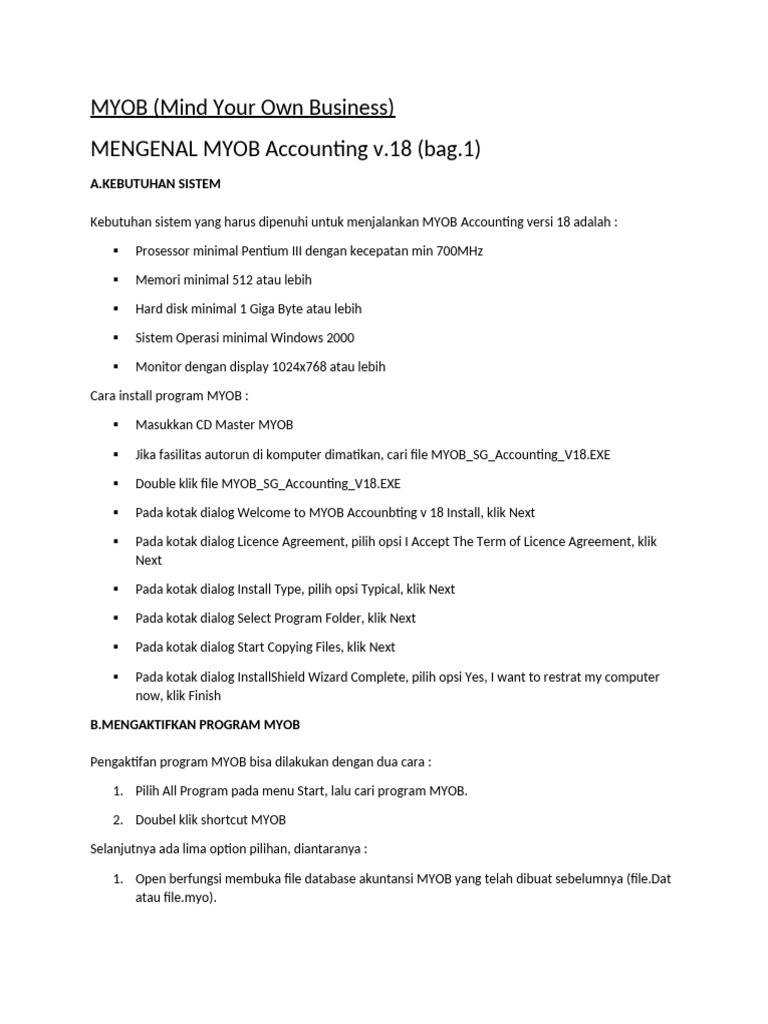 Pengenalan Myob Accounting 18 | PDF