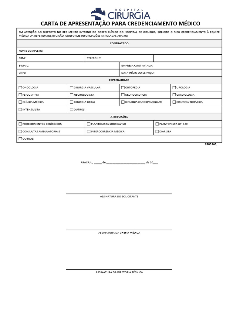 Carta de Apresentação para Credenciamento Médico | PDF