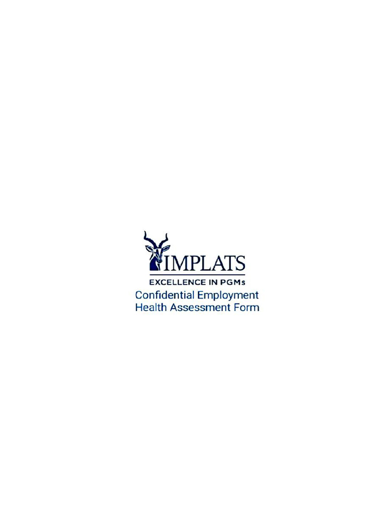 Impala Platinum Mine Medical Confidential Form | PDF