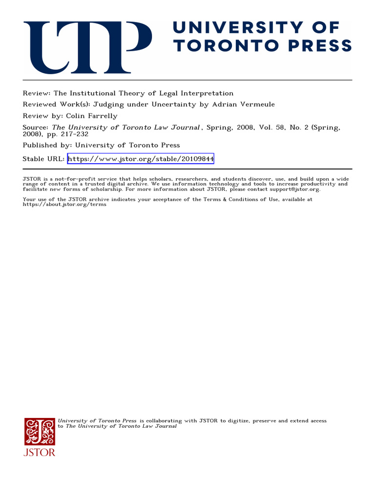 Review of Institutional Legal Interpretation | PDF | Judicial Review ...