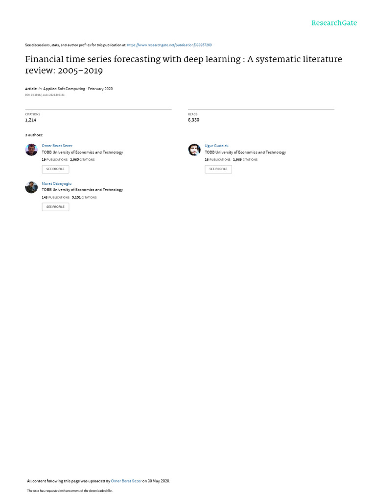 Financial Time Series Forecasting With Deep Learning a Systematic Literature Review 2005 2019 ...