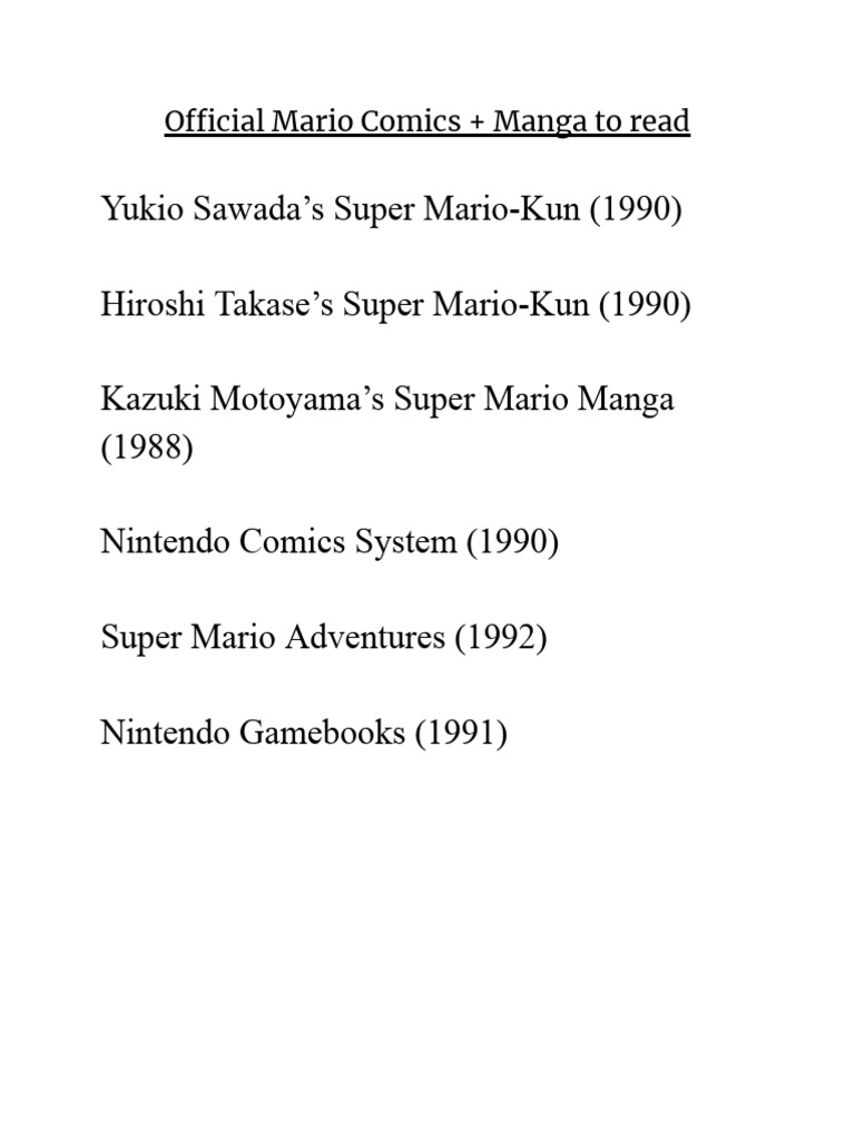 Official Mario Comics - Manga To Read | PDF