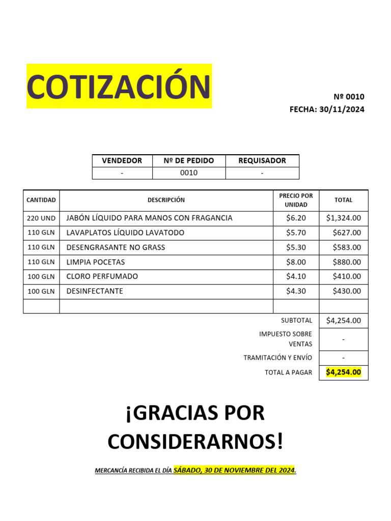 COTIZACIÓN 30-11-26 | PDF