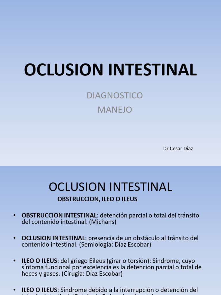 Oclusion Intestinal | PDF | Tracto gastrointestinal | Sistema digestivo