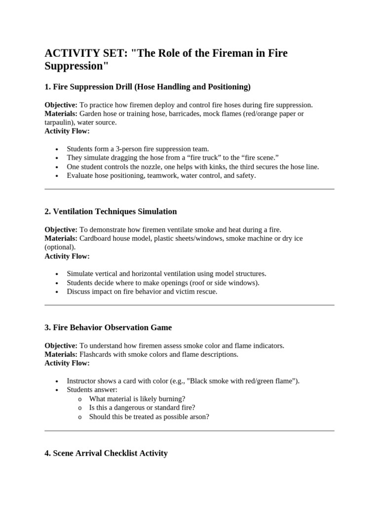 Fireman Training Activities Guide | PDF | Firefighter | Firefighting