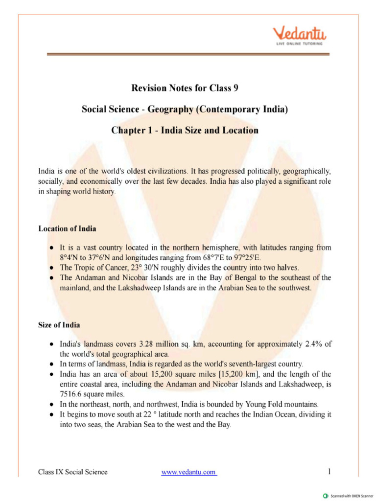 Cbse Class 9 Social Science Geography Chapter 1 Notes | PDF