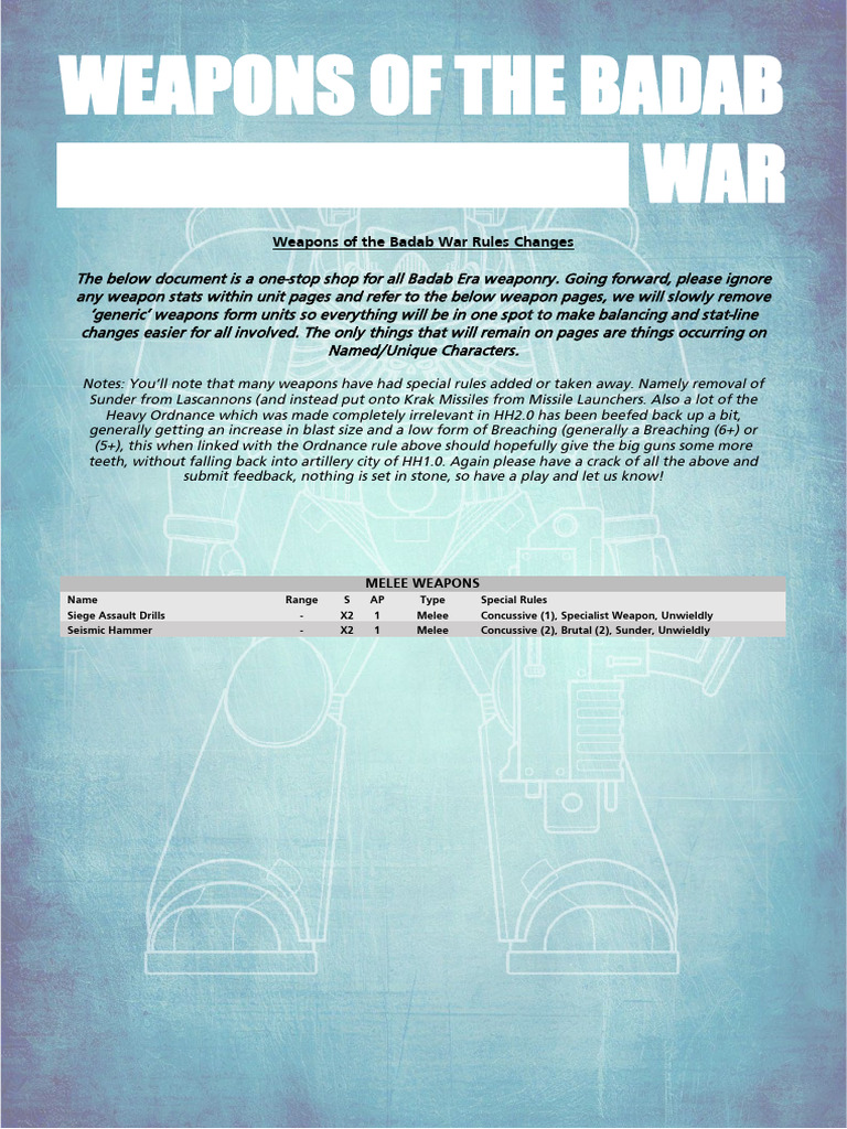 Weapons of the Badab War V1.7 | PDF | Artillery | Cannon