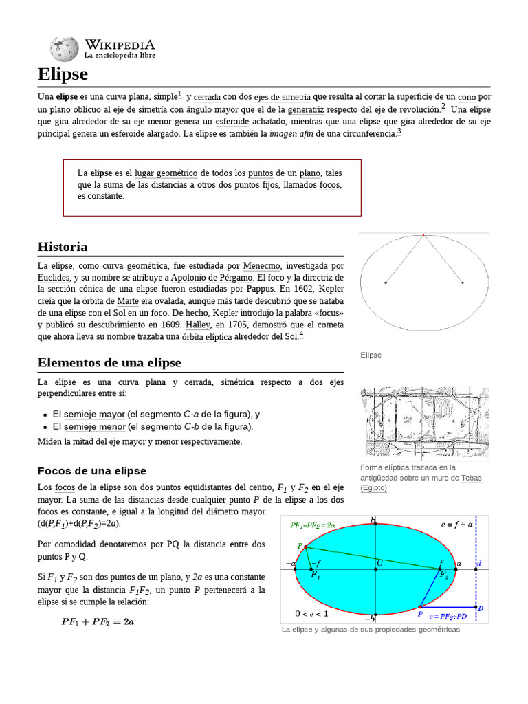 Propiedades y elementos de la elipse | PDF | Elipse | Geometría analítica