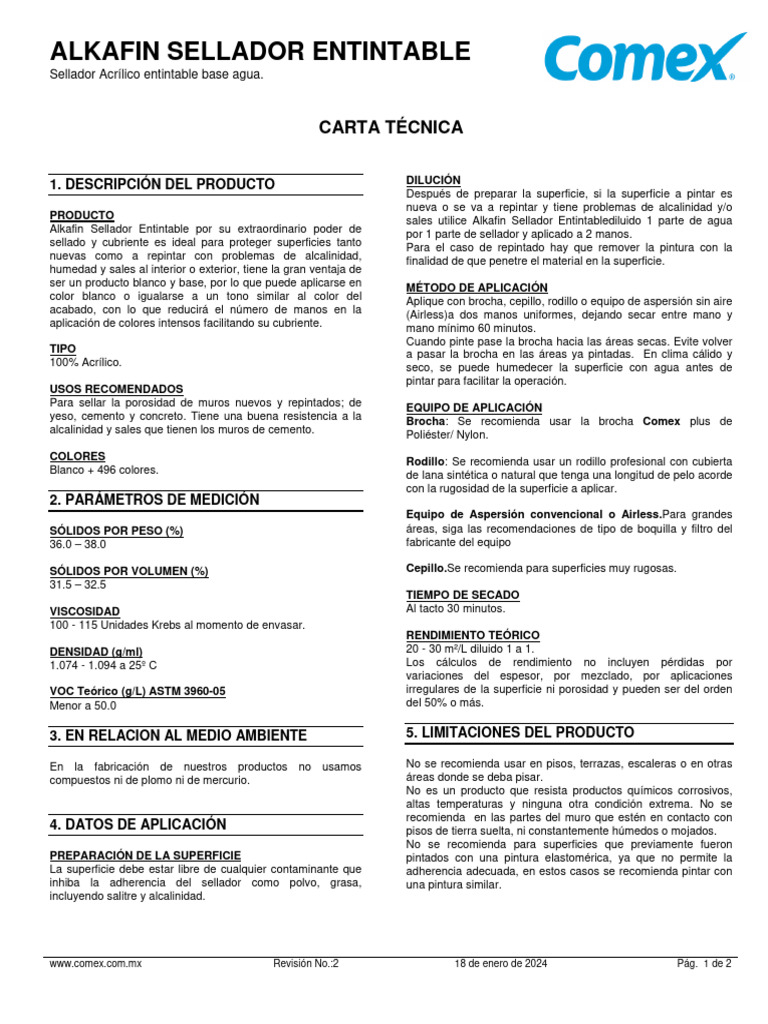 Alkafin: Sellador Entintable Comex | PDF | Pintar | Cepillo