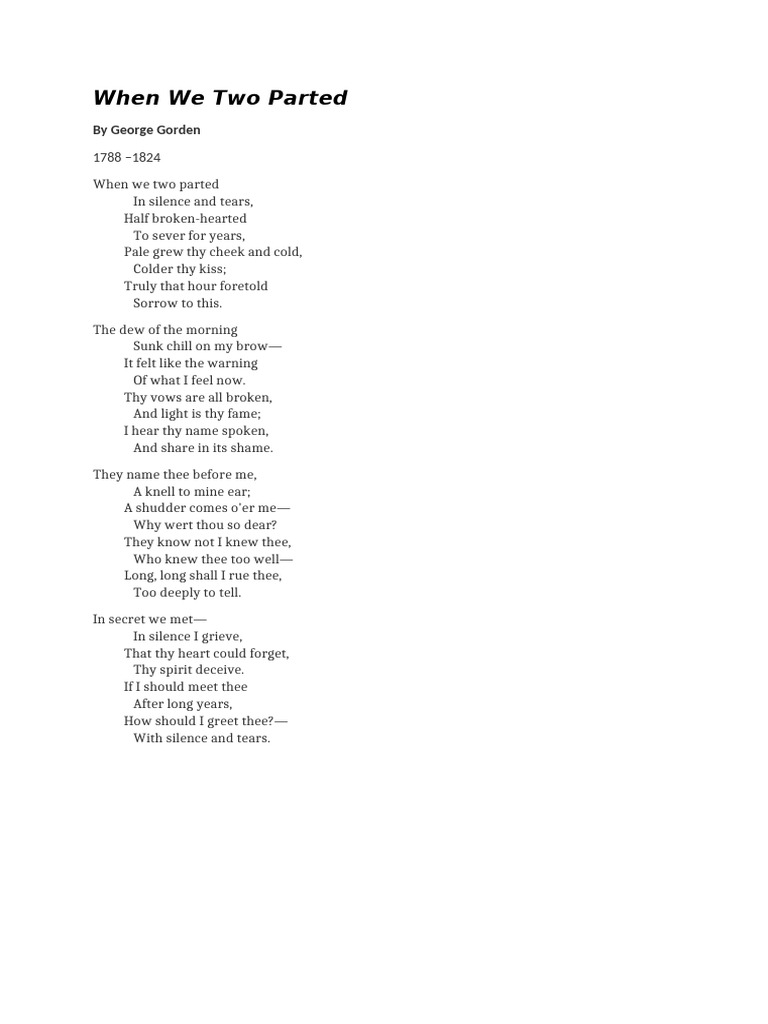 When We Two Parted Poem | PDF