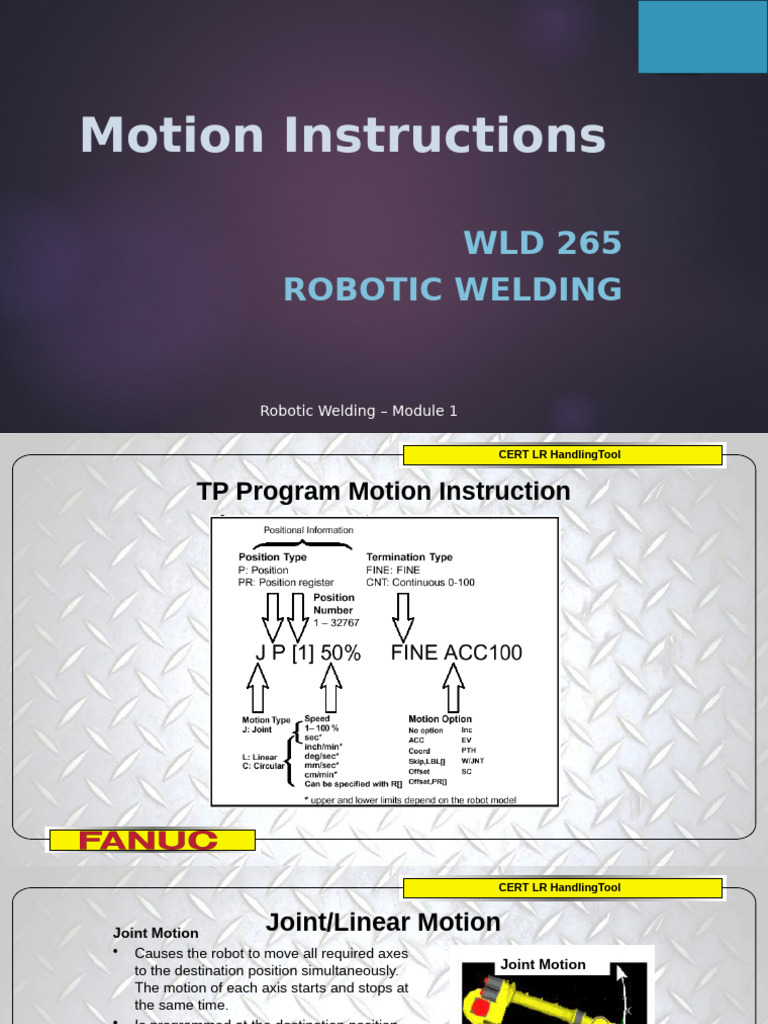 Robotic Welding PPT8 Motion Instructions | PDF | Speed | Mechanical Engineering