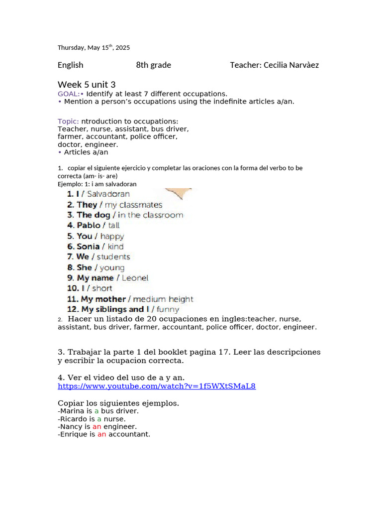 8th Grade Occupations Lesson Plan | PDF