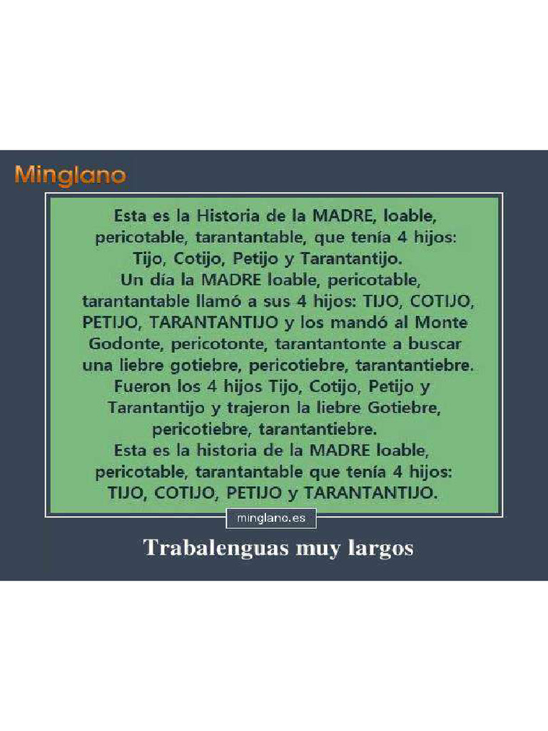 Trabalenguas Muy Largos 1684400784 | PDF
