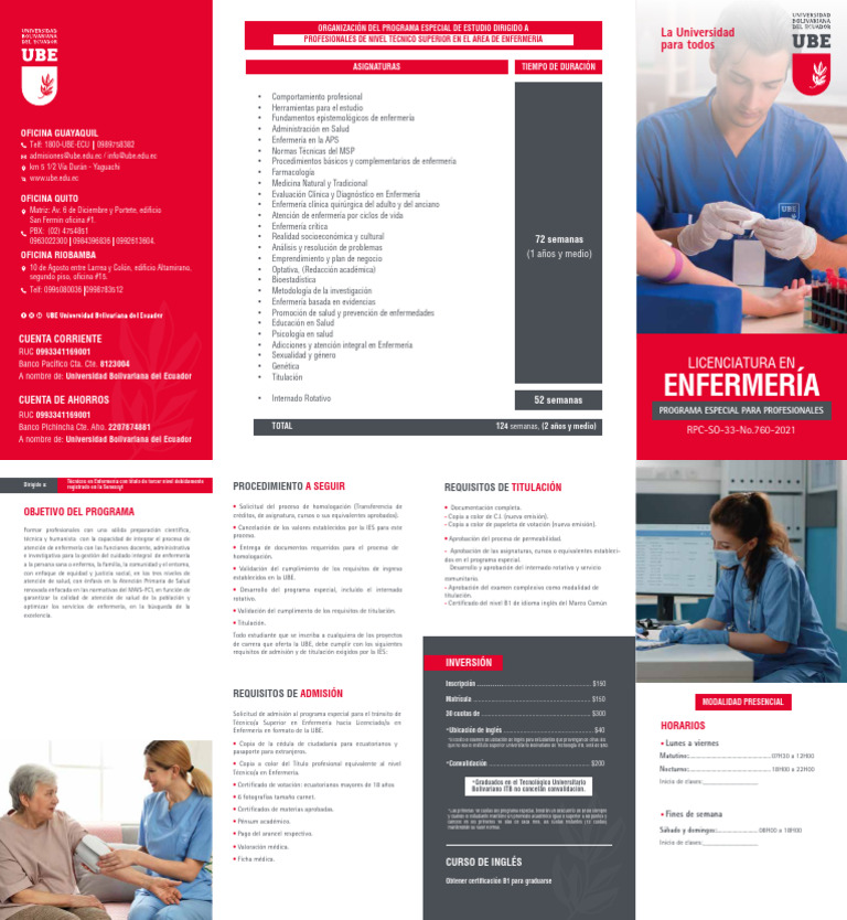 Triptico Programa Especial Enfermeria - Actualizado | PDF | Enfermería