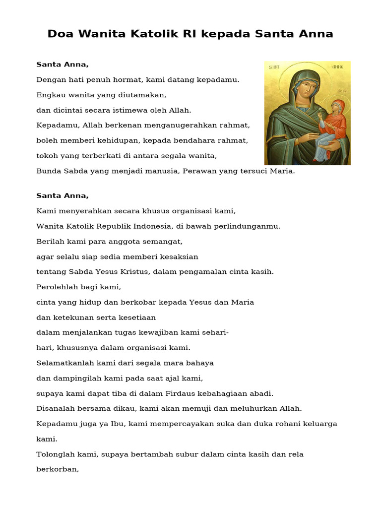 Doa Novena kepada Santa Anna untuk WKRI | PDF