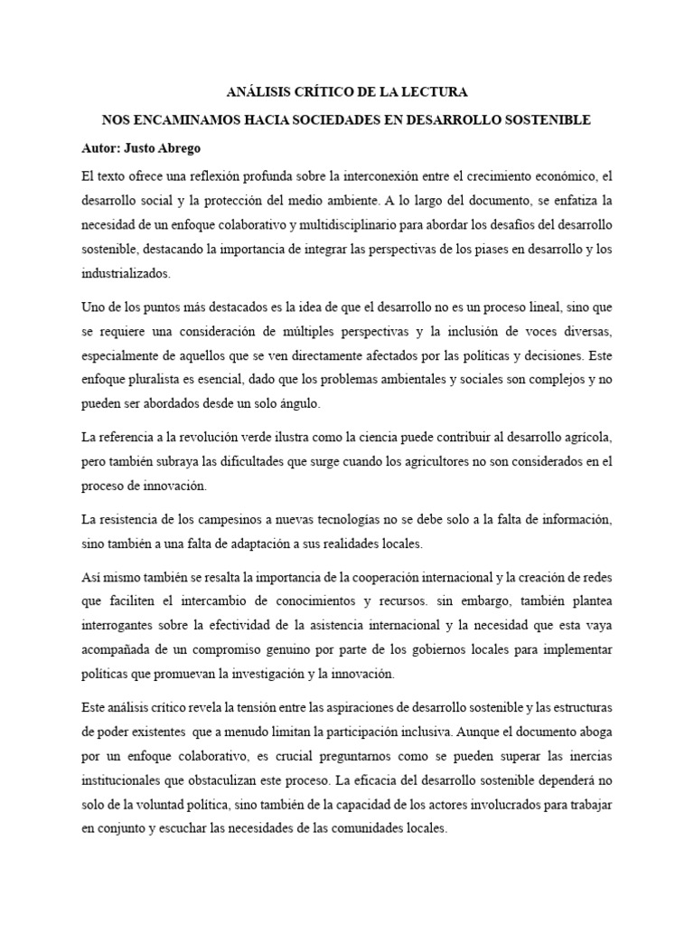 Análisis Crítico de La Lectura | PDF