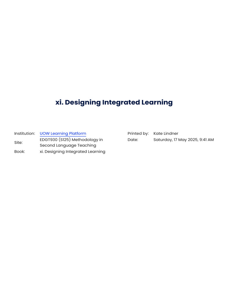 Xi. Designing Integrated Learning - UOW Learning Platform | PDF ...