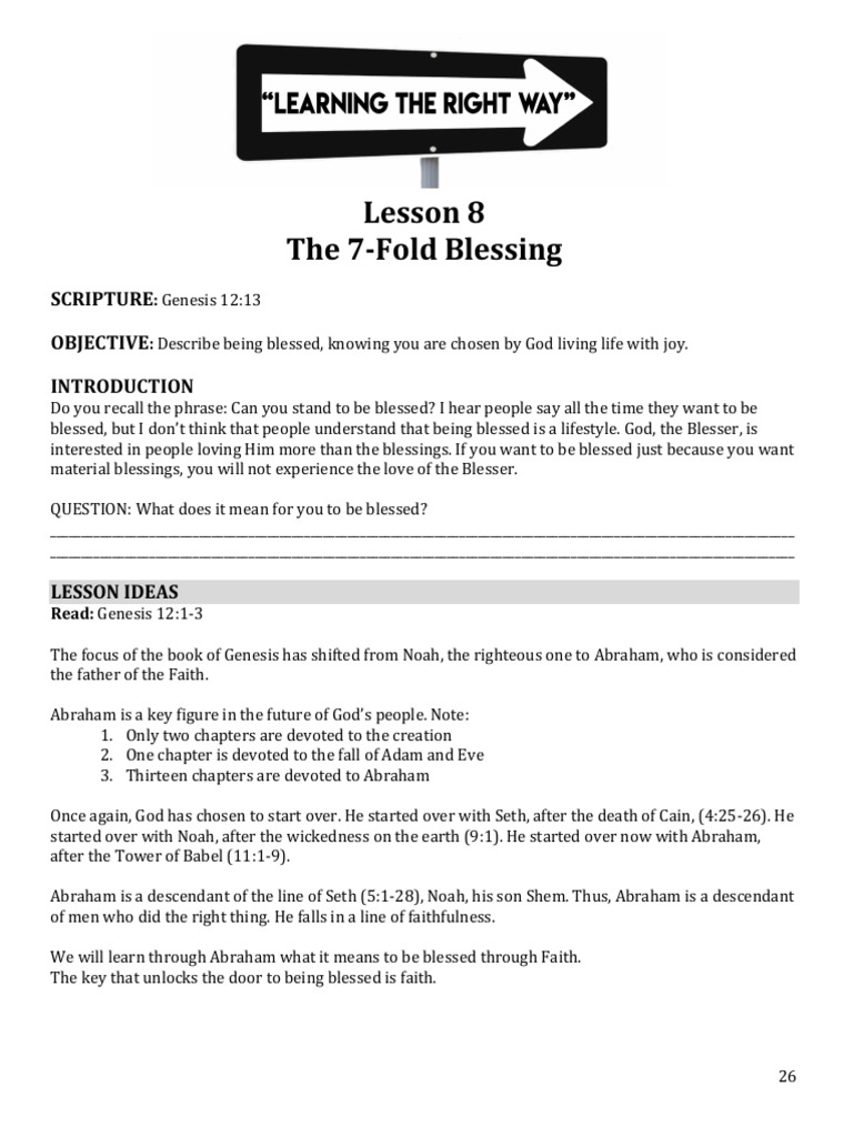Lesson 8 The 7 Fold Blessing | PDF | Book Of Genesis | Abraham
