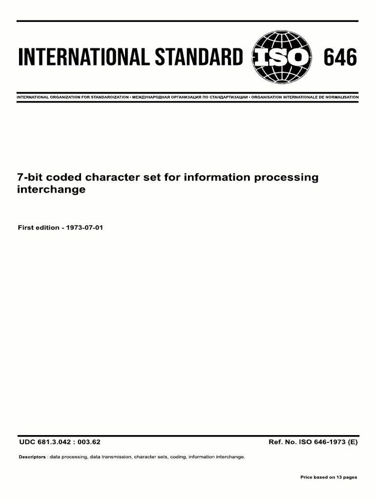 ISO 646-1973 Information Technology | PDF | Text | Encodings