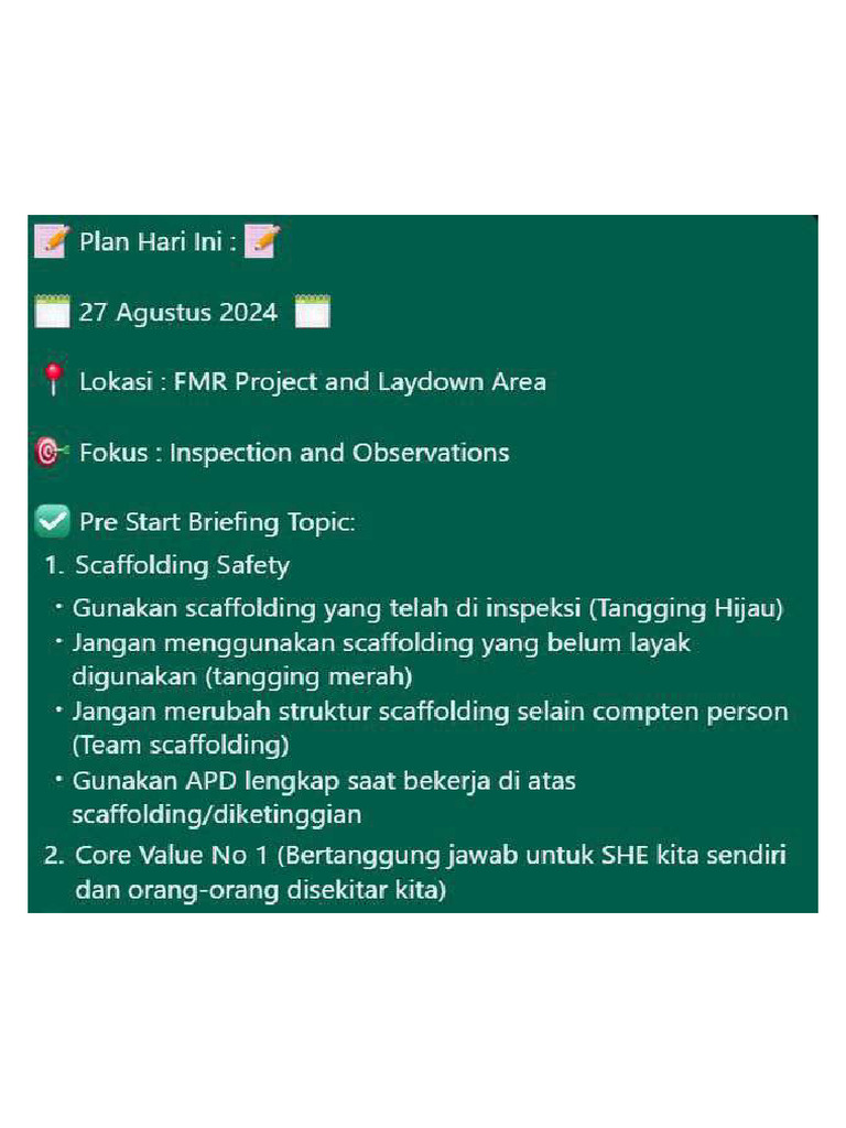 Contoh Dokumen JSA, Daily Report | PDF