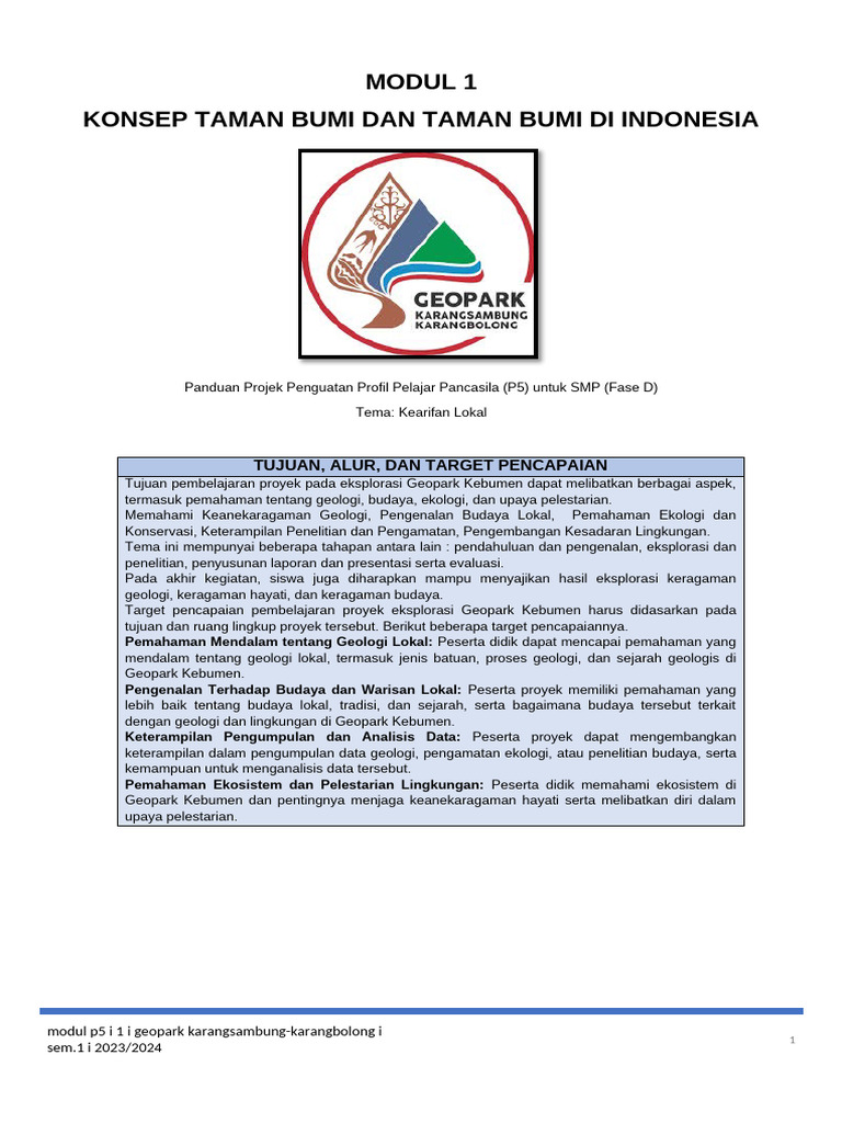 Geopark - Pendahuluan - Taman Bumi Indonesia | PDF