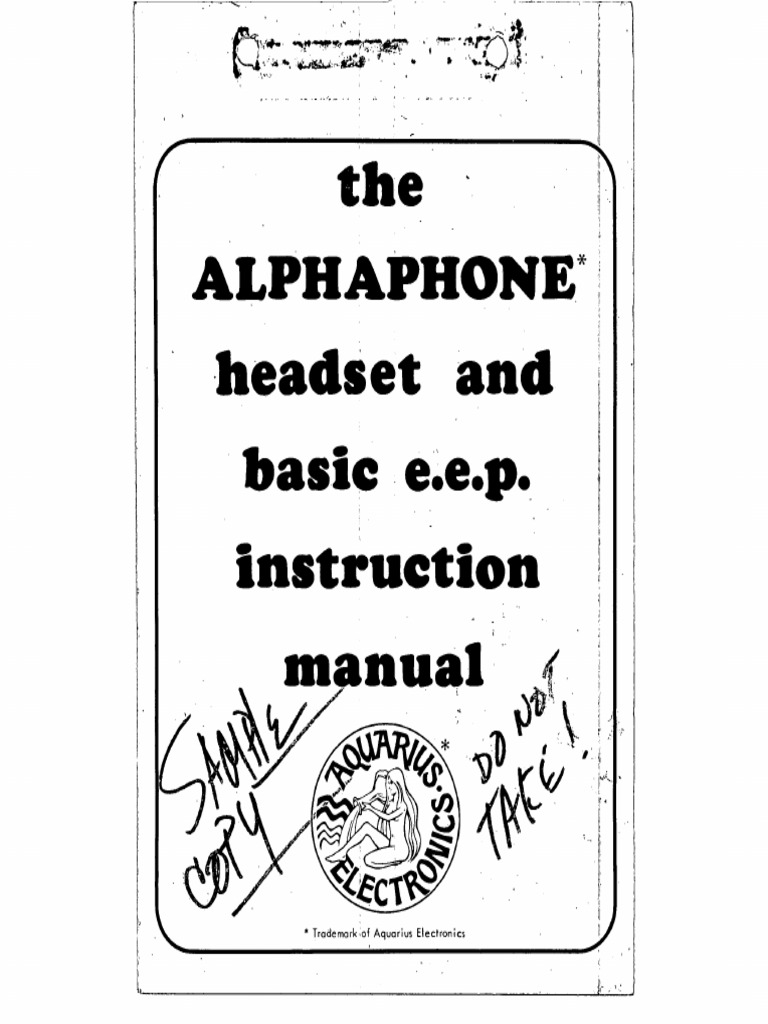 Alphaphone Headset and Basic Eep Manual | PDF
