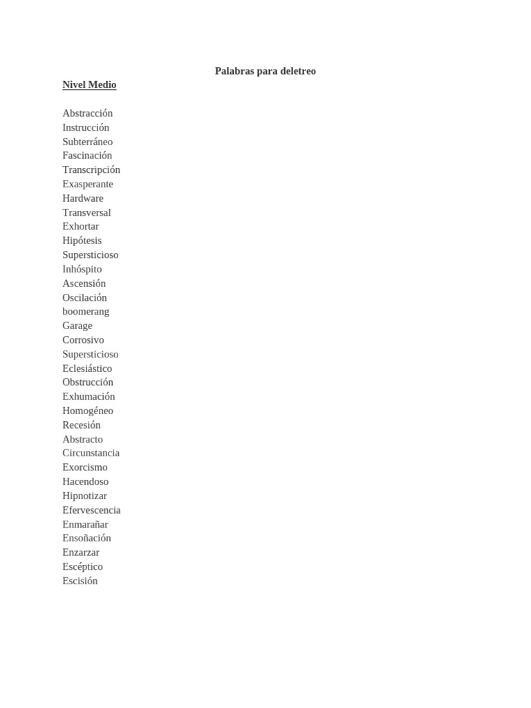 Palabras Difíciles para Deletrear | PDF