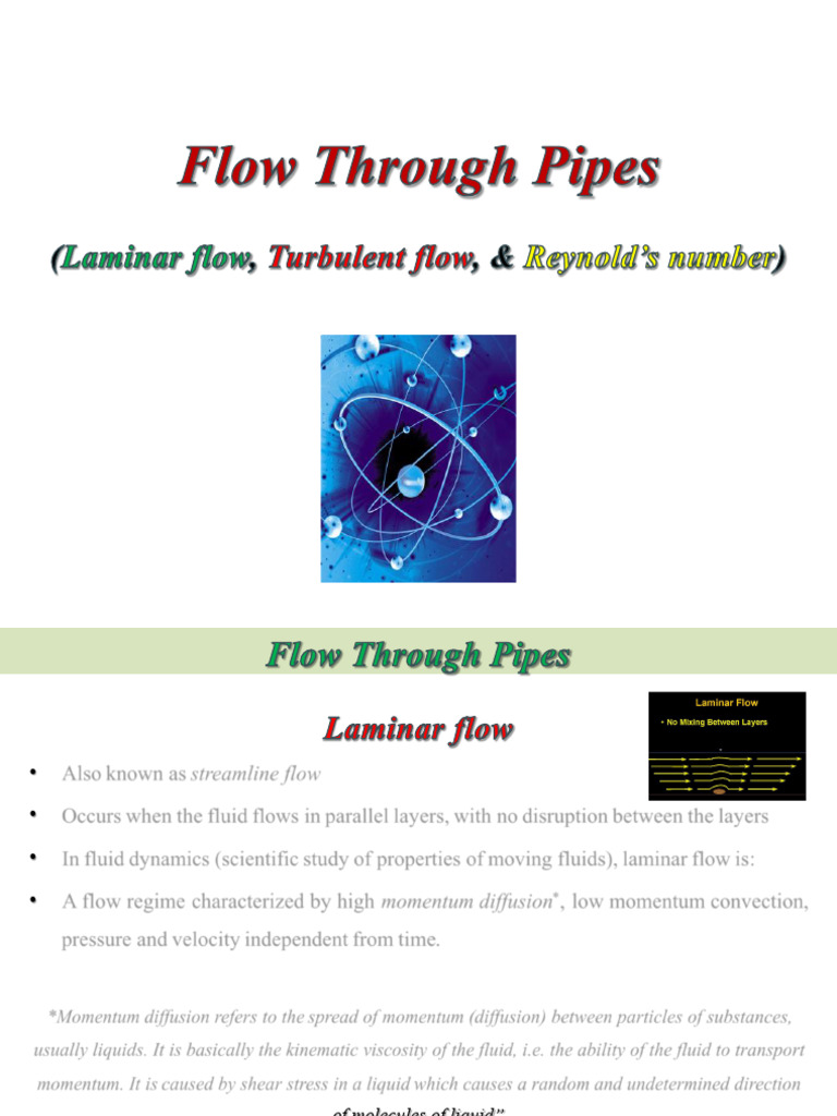 Presentation-7(Flow through Pipes) | PDF | Fluid Dynamics | Laminar Flow
