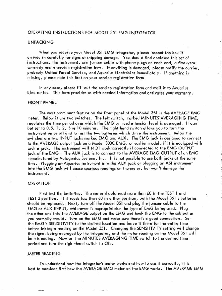 351 EMG Integrator | PDF