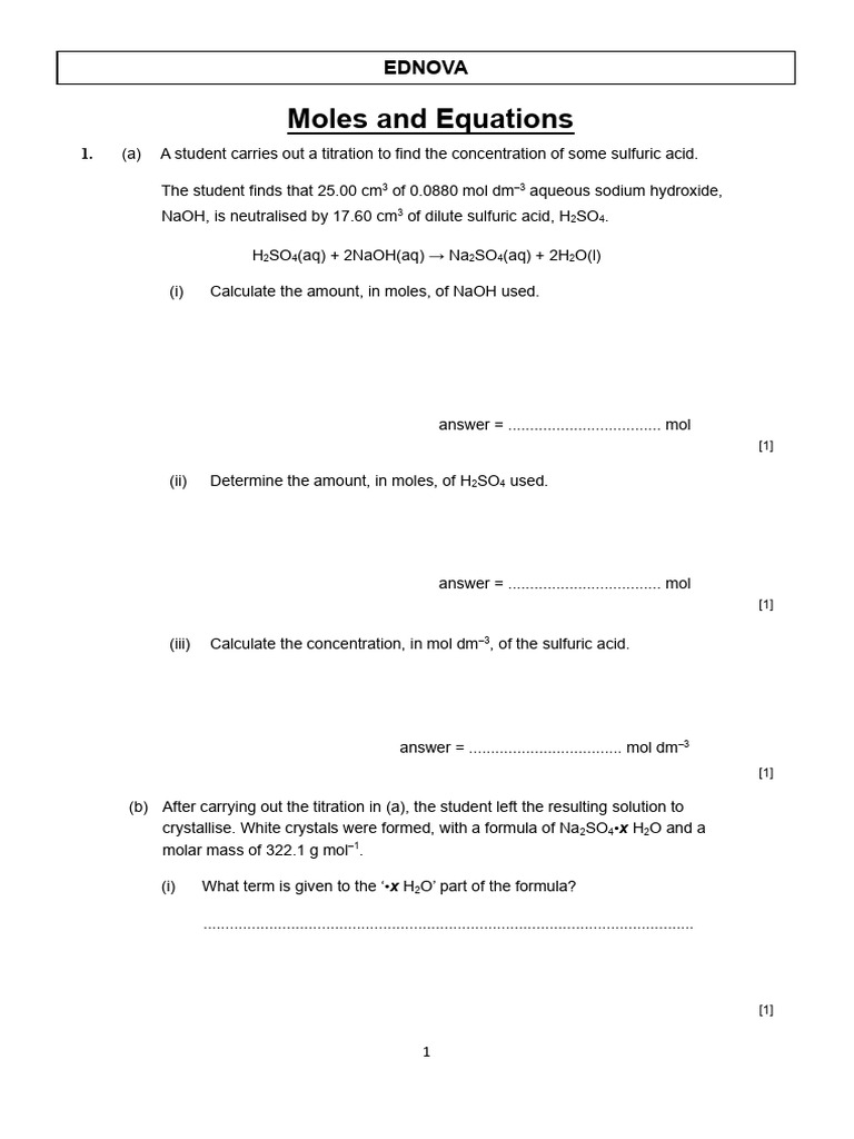 Stoichiometry Moles Calculation | PDF | Sodium Hydroxide | Hydrogen ...