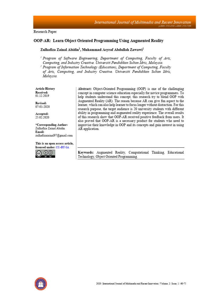 OOP-AR_Learn_Object_Oriented_Programming_Using_Aug | PDF | Augmented Reality | Object Oriented ...