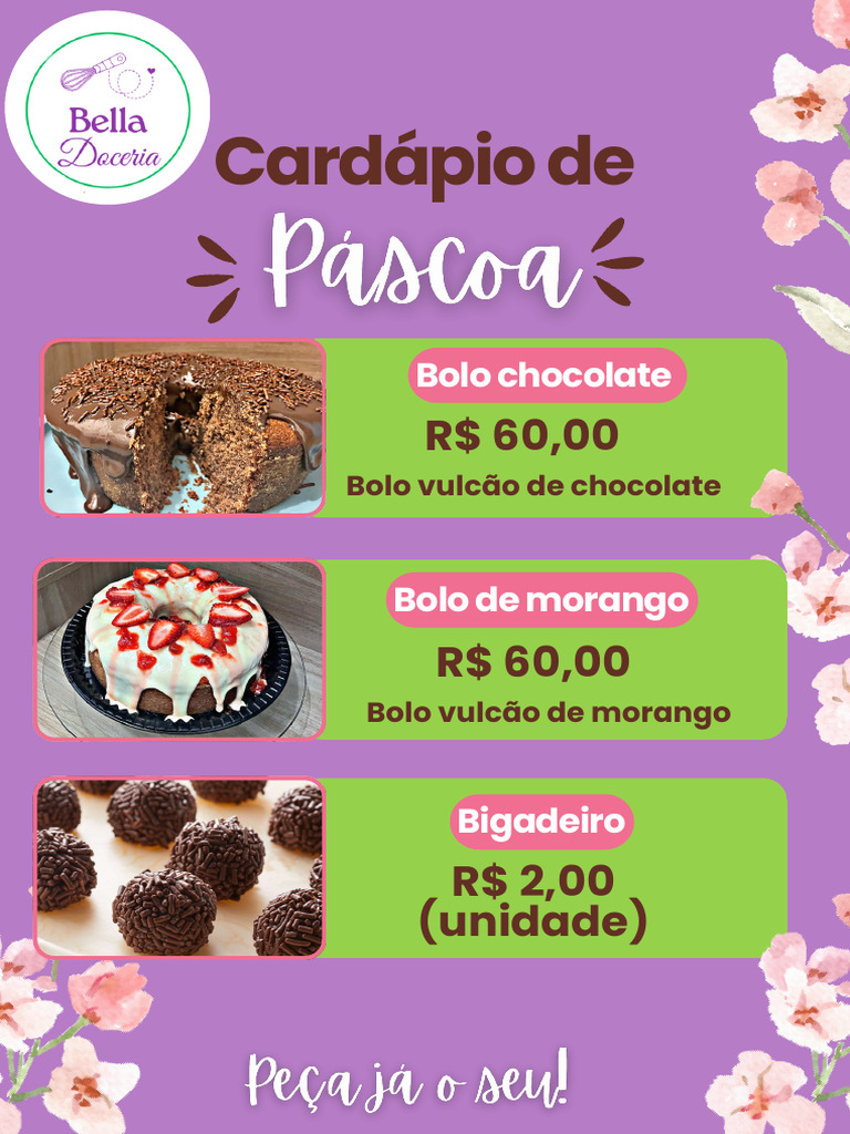 Cardápio de Páscoa Ovo de Colher Moderno Rosa Bege A4 | PDF