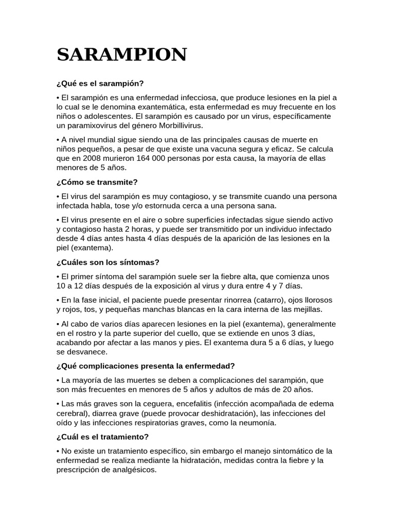 SARAMPION | PDF | Sarampión | Enfermedades animales