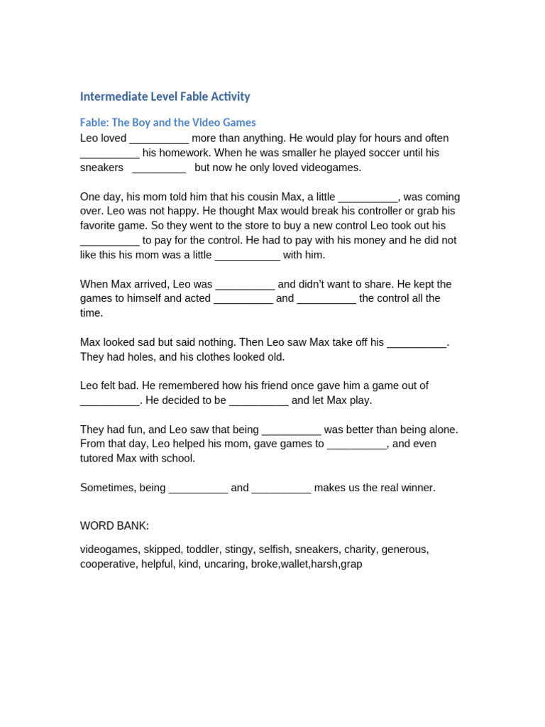 Fable The Boy and The Video Games | PDF