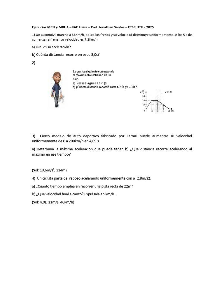 Ejercicios MRU y MRUA | PDF