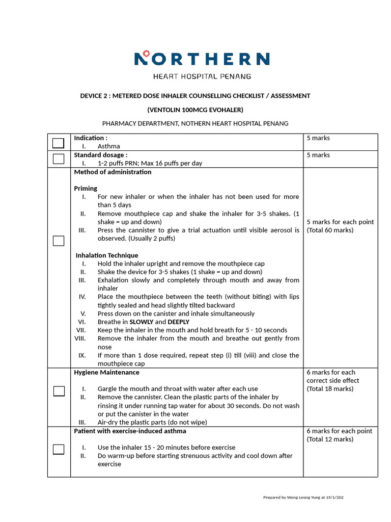 Metered Dose Inhaler Counselling Guide | PDF | Medical Specialties ...