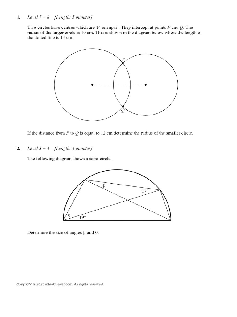 Circles Practice | PDF