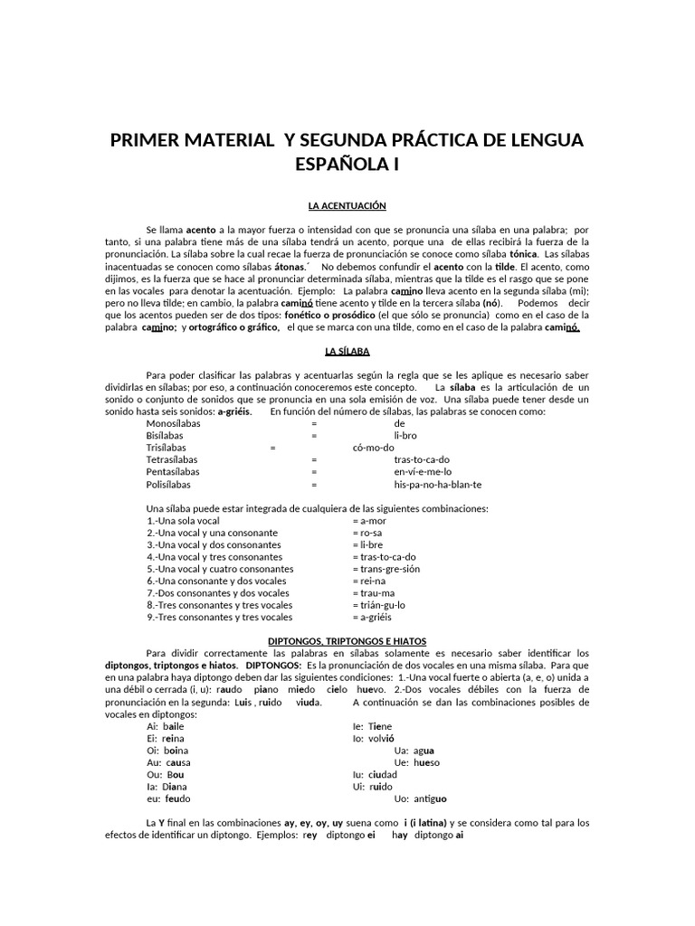 LA ACENTUACION,SÍLABAS, DIPTONGOS, TRIPTONGOS E HIATOS. REGLAS ...