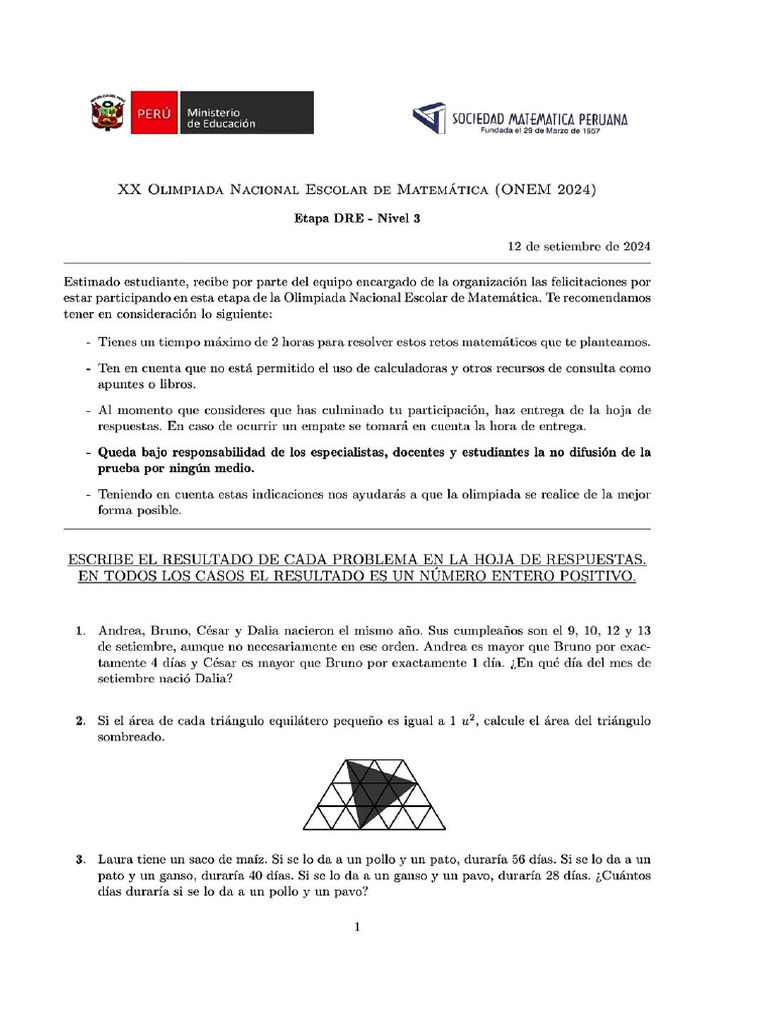 ONEM 2024 Dre Nivel 3 | PDF