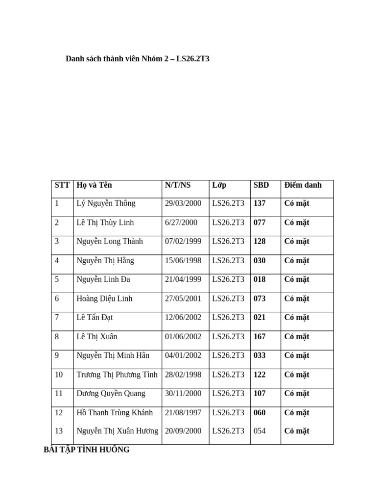 Ls26.2t3 - Nhóm 2 - BTTH 1 | PDF