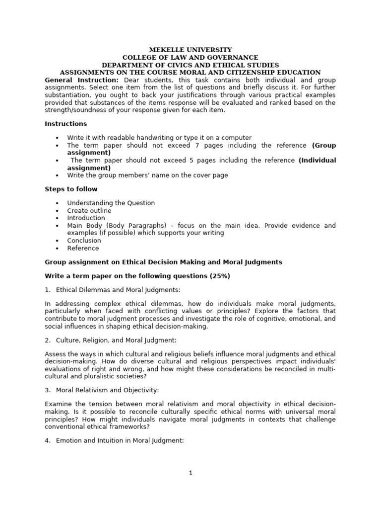Asignment On Moral and Citizenship Education | PDF | Morality ...