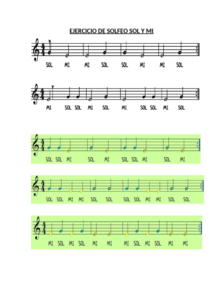 Ejercicio de Solfeo Sol y Mi | PDF