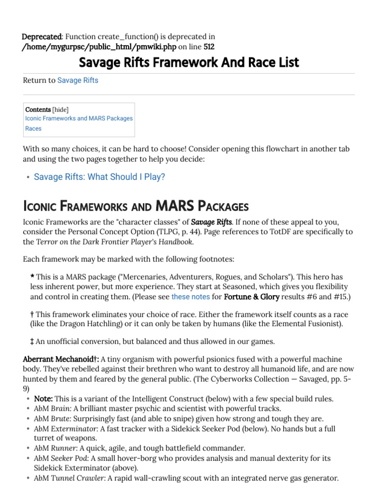 MyGURPS - Savage Rifts Framework and Race List | PDF | Magician ...