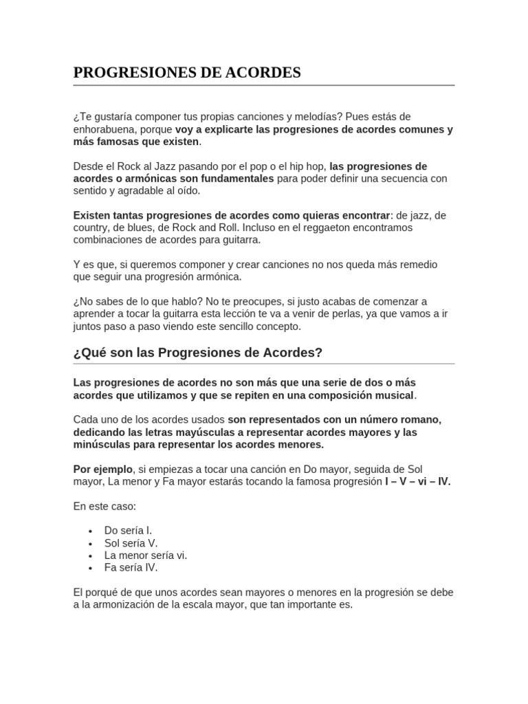 Progresiones de Acordes | PDF | Acorde (Música) | Armonía