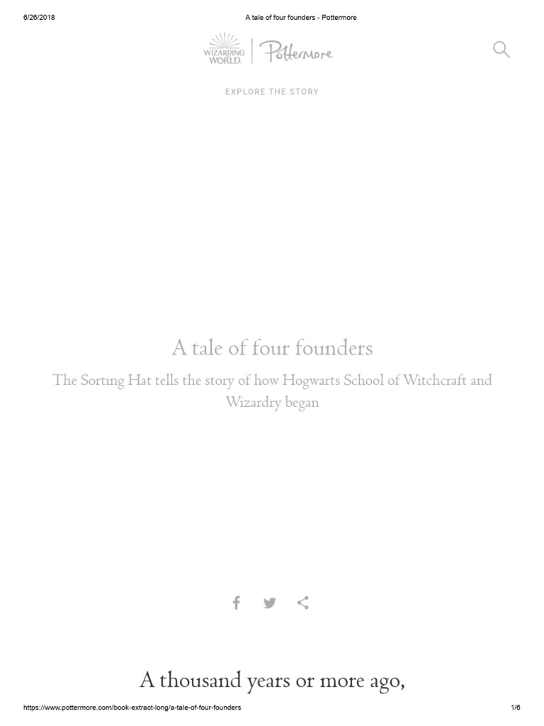 A Tale of Four Founders - Pottermore | PDF | Mythography | Harry Potter