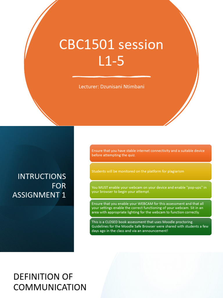 CBC1501 Learning Unit 1-5 Presentation | PDF | Communication | Verb