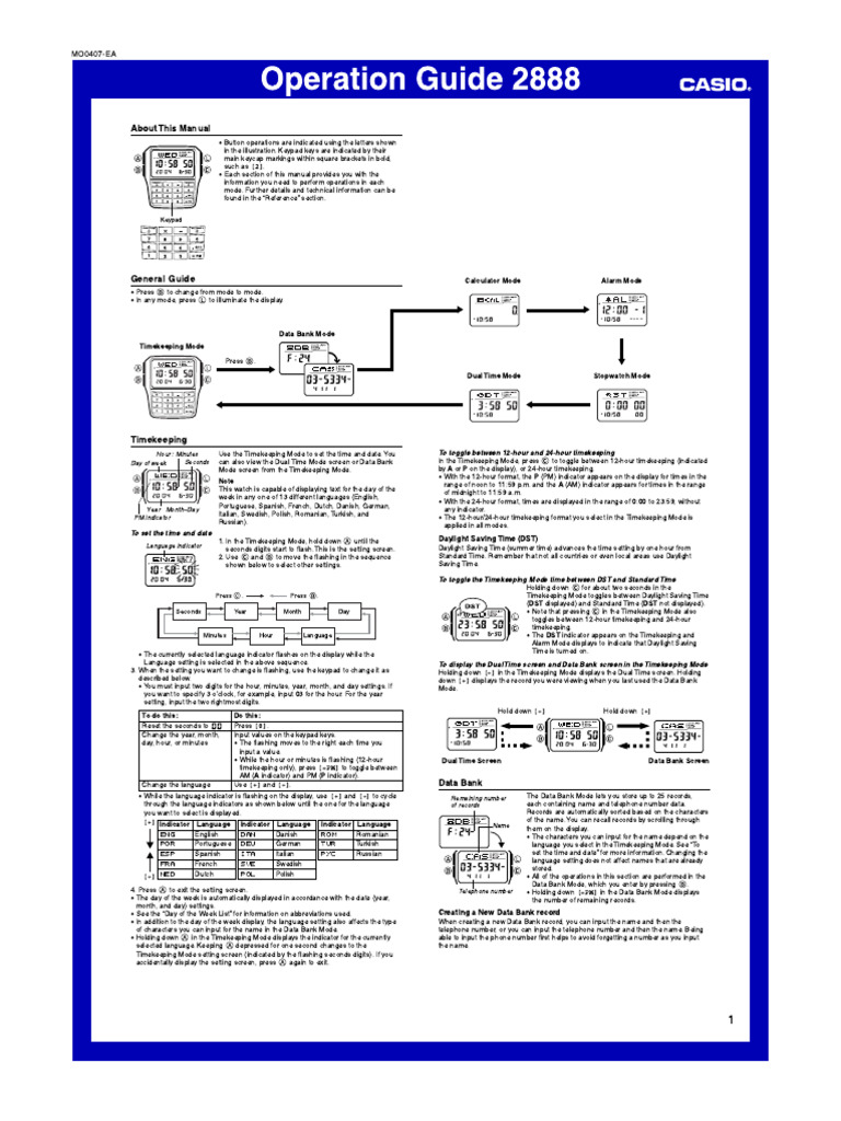 Casio DBC-32 Watch User Manual | PDF